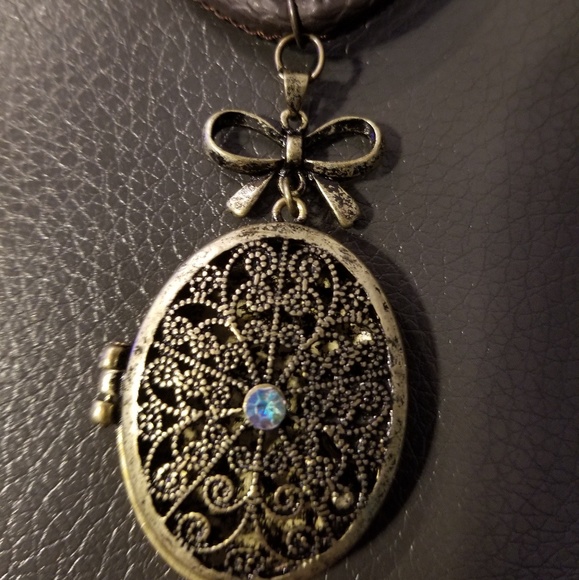 Jewelry | Locket On Dark Brown Leather Necklace | Poshmark